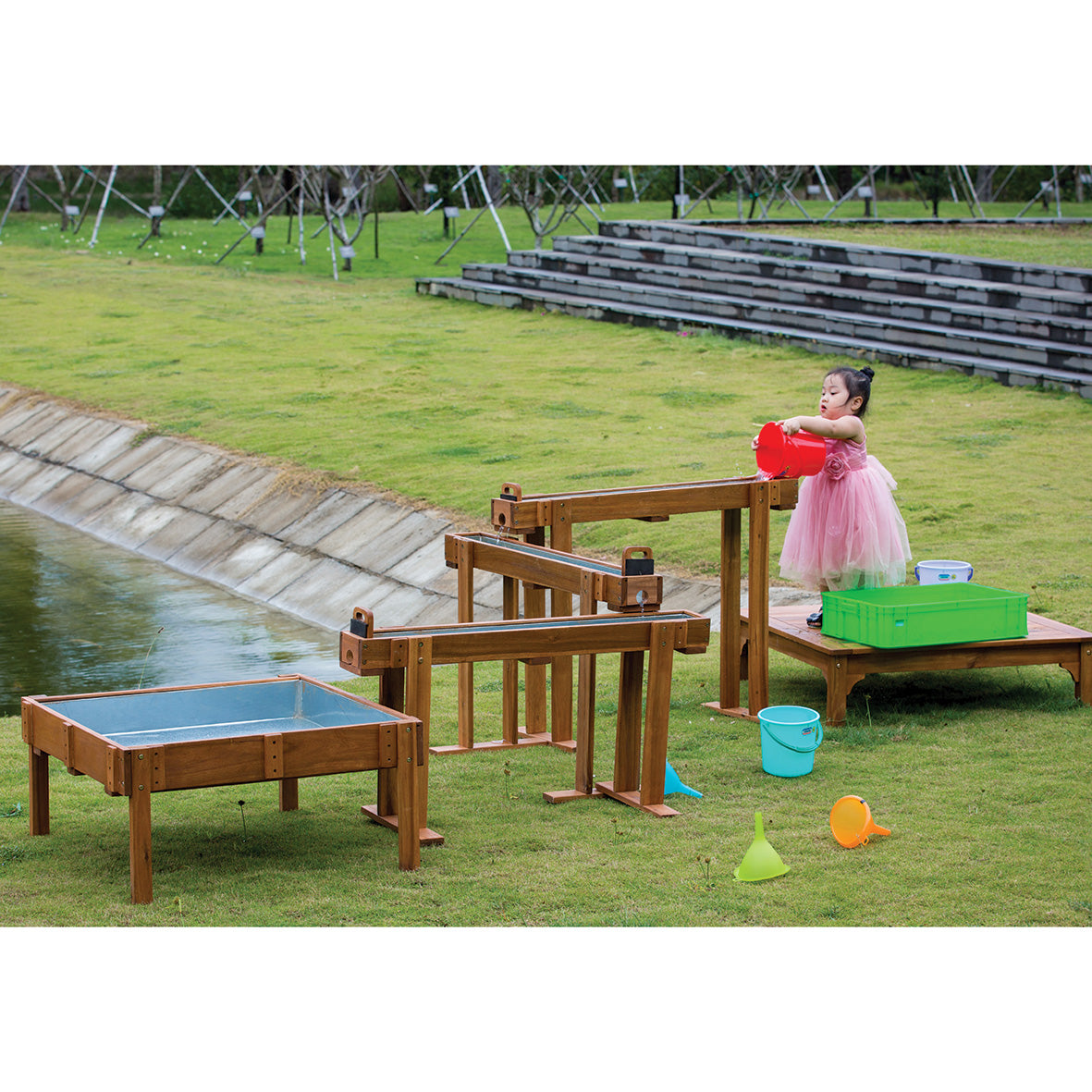 Outdoor Waterfall with Sand and Water Table